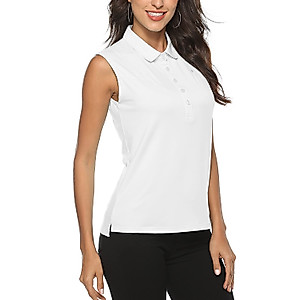 AIRIKE Golf Polo Shirts for Women Sleeveless Summer Sports Athletic Fashionable Workwear-Quick Dry Womens Tank Tops (White, X-Large)