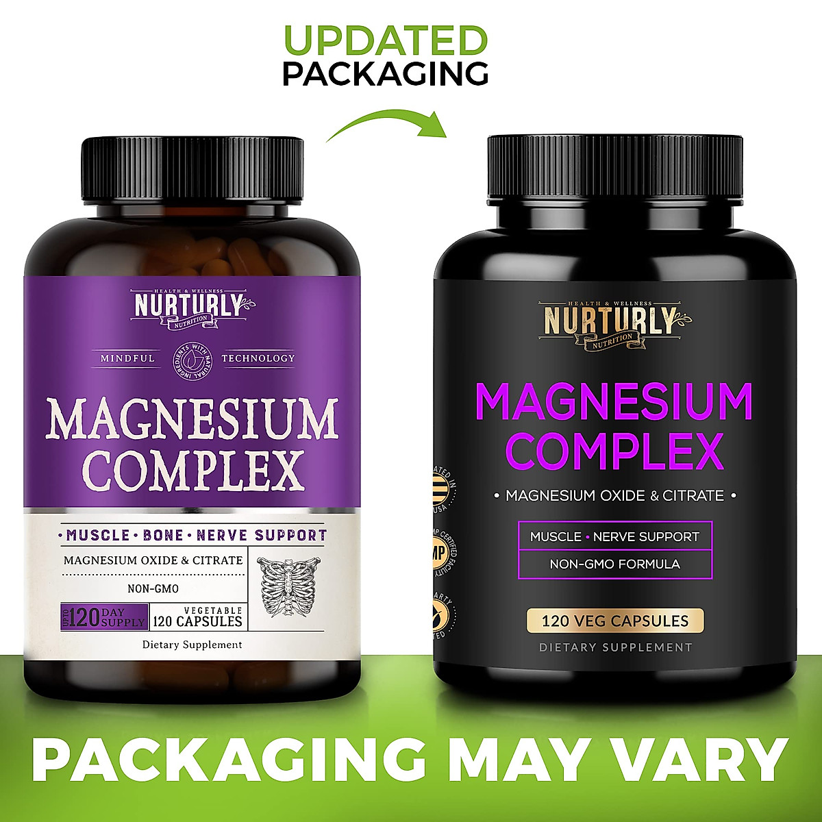 Magnesium Complex and Turmeric Curcumin with BioPerine&Ginger - Magnesium Citrate 500MG - Muscle Relaxation, Sleep and Energy, Bone Density and Strength, Hearth