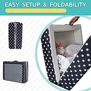 MOOITZ Toddler Bed, 3-in-1 Toddler Floor Bed: Portable, Foldable, and Travel-Friendly - Ideal Travel Bed for Toddlers and Kids, Navy Blue, 55x34 Inch