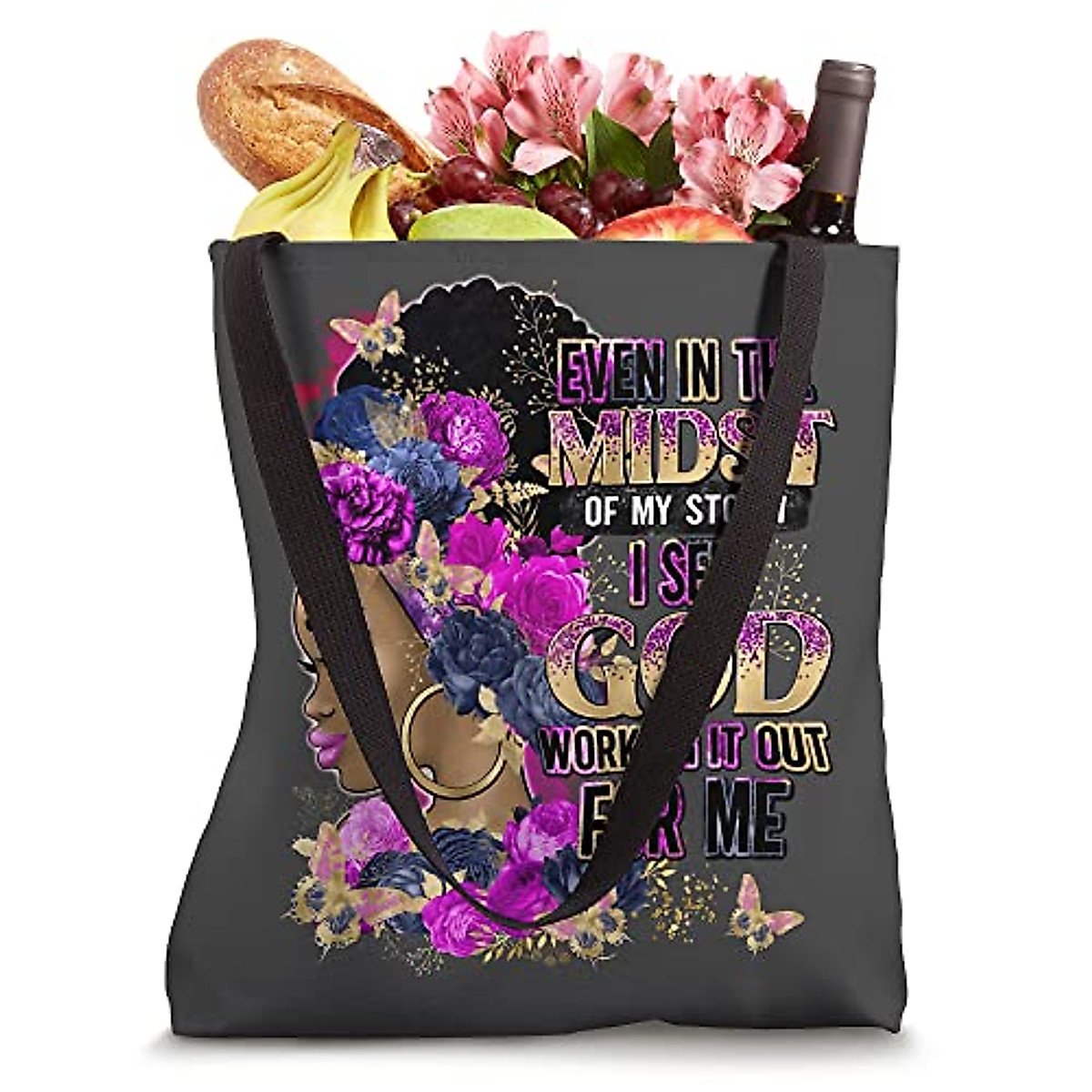 Black Girl In The Midst Of Storm Believe In God Christian Tote Bag