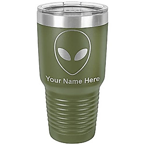 LaserGram 30oz Vacuum Insulated Tumbler Mug, Alien Head, Personalized Engraving Included (Camo Green)