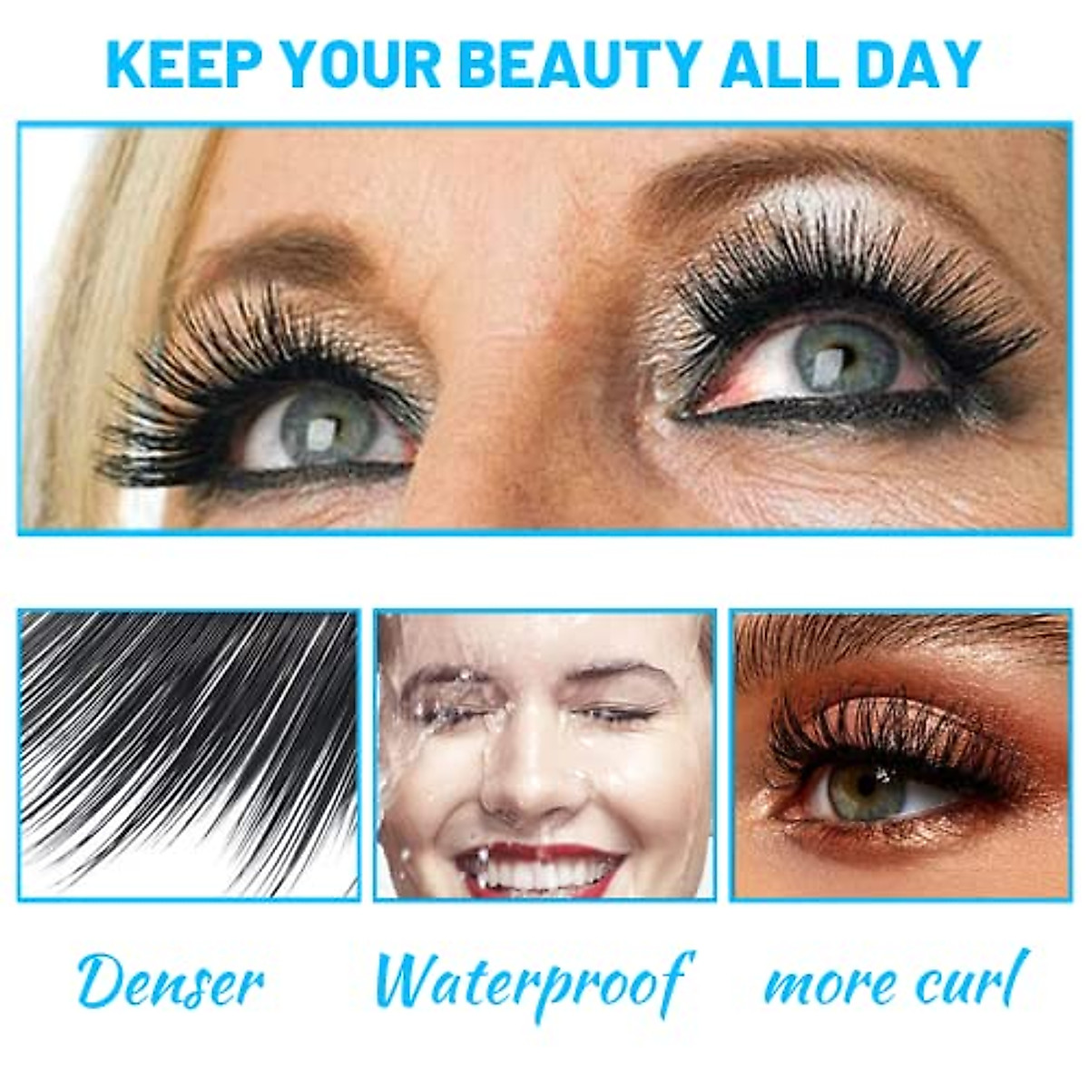 Mascara for Older Women 60 Plus, Mascara for Seniors with Thinning Lashes Waterproof Mascara, Hypoallergenic Volumizing Mascara Black Volume and Length for Sensitive Eyes (1 Pack)