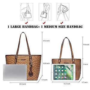 Montana West Tote Bag for Women Vegan Leather Purse and Handbags Set Embossed Collection Purse 2Pcs Set Brown MWC2-G049BR