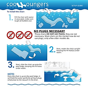 Cool Loungers in Pool Wave Lounge Chairs Set of 2 with Hourglass Side Table for Baja Sun Tanning Shelf Ledge, Handy Cell Phone Holder & Cup Holder, Suitable for Use in Water up to 6 Inches Deep, White