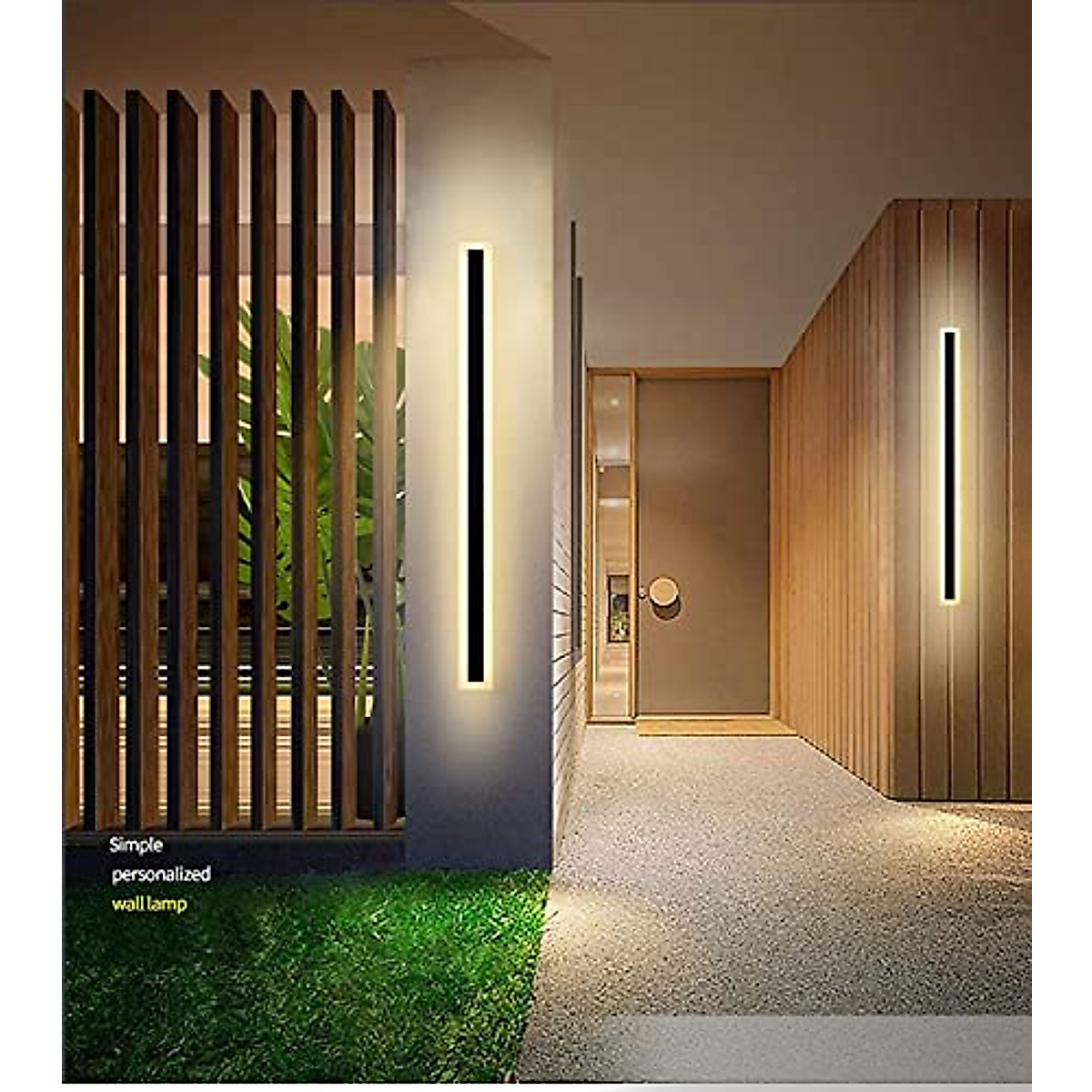 LS-PRO (40 inch/ 24w Outdoor Long Strip Modern LED Wall Lighting Fixture Lamps, Elegant Frosted White Acrylic, Black Aluminum Body IP65 Waterproof Anti Rust. (Warm White 3000K). 1 Year Warranty