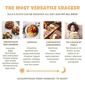 ELLA’S FLATS® Sesame All Seed Savory Crisps – All Natural, Gluten Free, Good Source of Protein, High Fiber, Vegan and Keto Friendly (3 Pack)