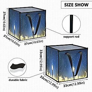 Blueangle Glowing Planet Little Boy Cube Storage Bin with Handles, 13 x 13 x 13 in, Large Collapsible Organizer Storage Basket for Home Décor（336）