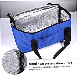 INOOMP Insulated Bag Collapsible Basket Coffee Cooler Outdoor Basket Food Delivery Backpack Beverage Delivery Carrier Insulated Shopping Bags Lunch Insulated Bag Food Delivery Bag Blue