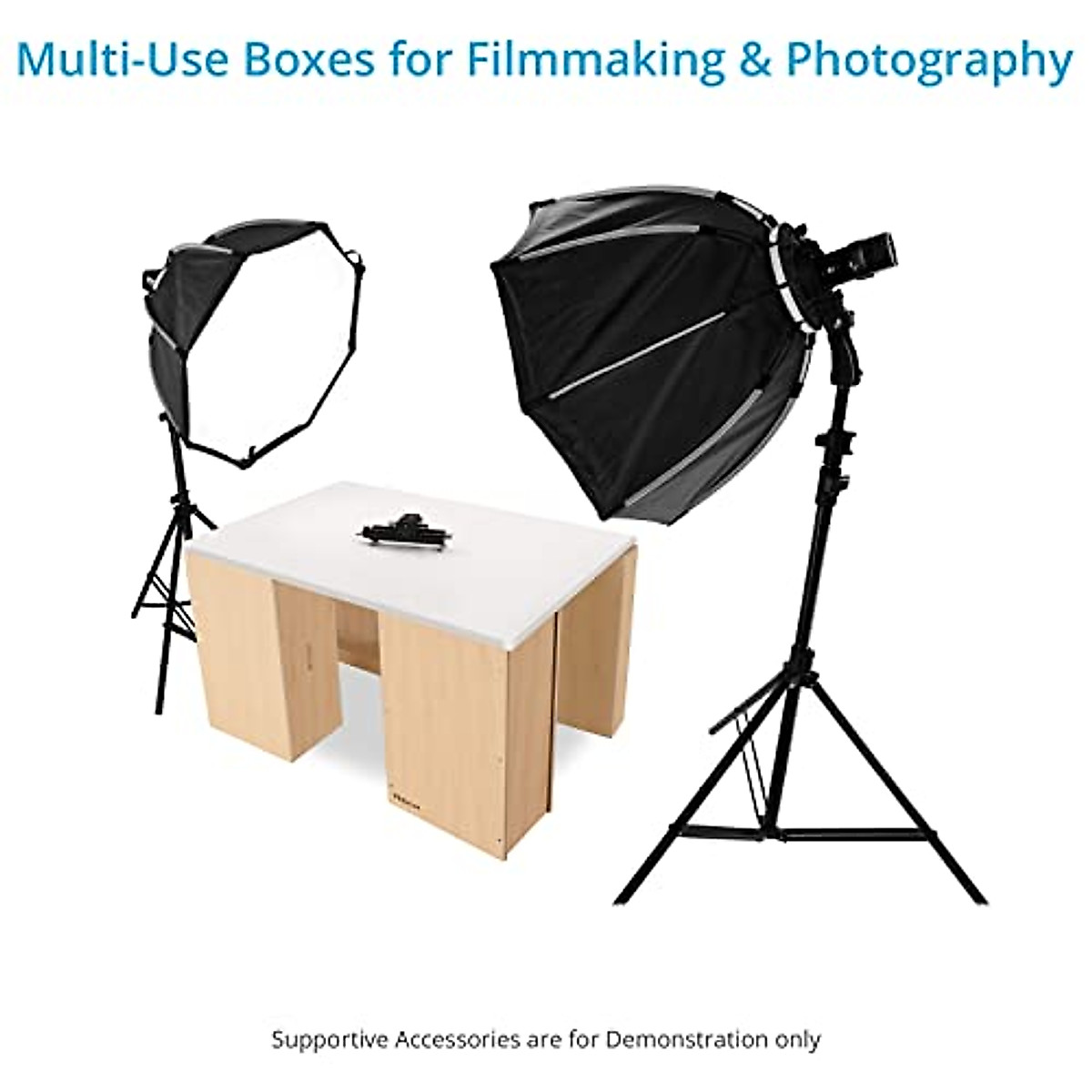 PROAIM Full Set of 4 Standard White Apple Boxes for Studio, Film Set & Photography. Multi-Use Wooden Boxes. Use them for Propping, Levelling, Standing. Full, Half, Quarter & Pancake (AB-SET4-WH)