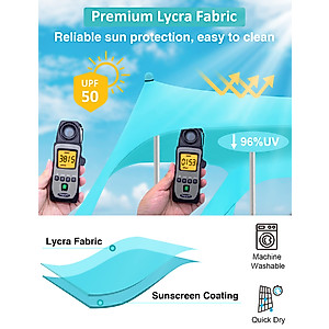 anngrowy Beach Tent Canopy 10'x10' Beach Tents Sun Shelter 6-8 Person Beach Canopy Tent Sun Shade Easy Setup, Beach Blanket Sandproof 10' x 9' Beach Mat Sand Free Waterproof Beach Blankets Extra Large