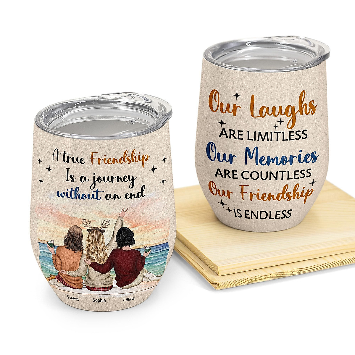 Macorner Personalized Wine Tumbler, A True Friendship Is A Journey Without An End, Gifts for Women Friendship, Best Friend Birthday Gifts, Bestie Gifts for Women Friend, Women Friend Gifts