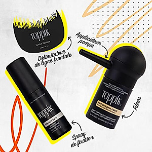 Toppik Hair Building Fibers, Black, 27.5g | Fill In Fine or Thinning Hair | Instantly Thicker, Fuller Looking Hair | 9 Shades for Men & Women