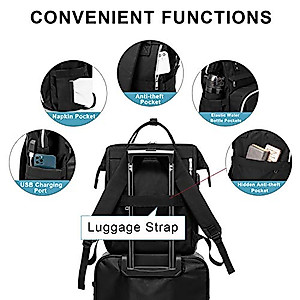 LOVEVOOK Laptop Backpack for Women Travel Backpack College Purse Teacher Back Pack 15.6 Inch Stylish Work Computer Bag with Pen Case, Black