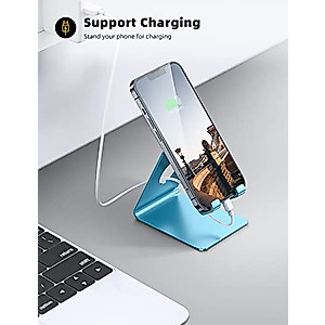 Lamicall Cell Phone Stand, Desk Phone Holder Cradle, Compatible for Phone 13 12 Mini 11 Pro Xs Max XR X 8 7 6 Plus SE, Smartphones Dock, Office Desktop Accessories - Blue