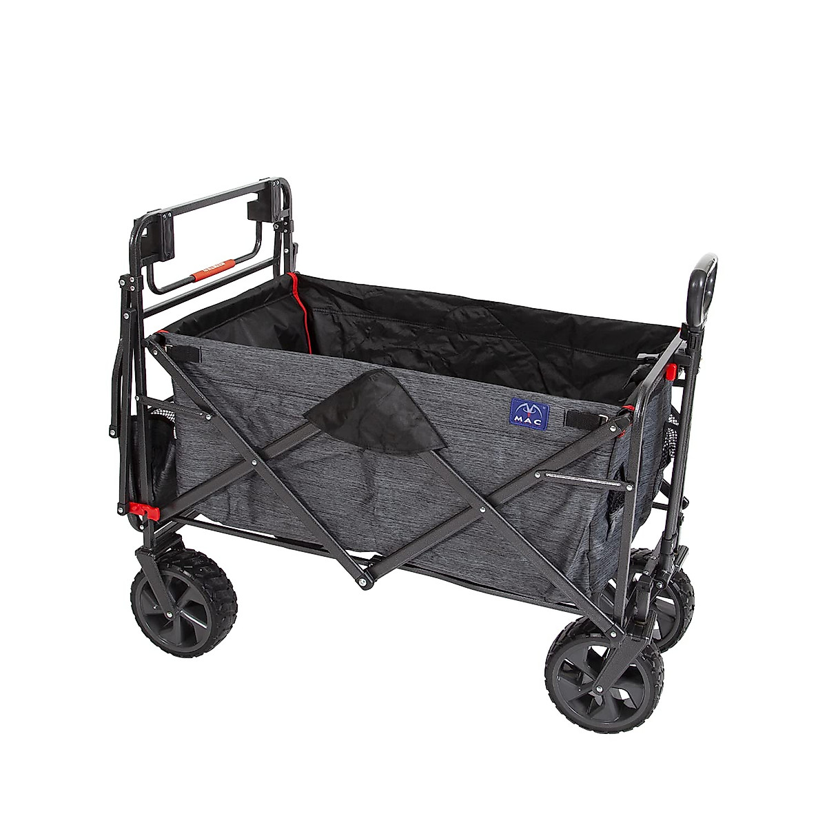Mac Sports 300LB Capacity Push Wagon with Wheels, Handle and Basket - Grocery Heavy Duty Wagon for Camping, Shopping, and More - All Terrain Folding Wagon Heavy Duty with Lightweight Design (Gray)