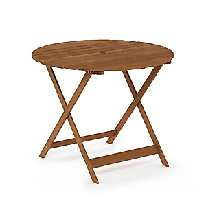 Furinno FG19018F Tioman Outdoor Hardwood Nation Round Dining Table, Natural