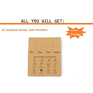 Recipe Card Dividers 4x6 with Tabs (Set of 24) Includes Printed Cooking Tips Recipe Box Dividers Made of Thick Cardstock Best Kitchen Gift (Kraft)