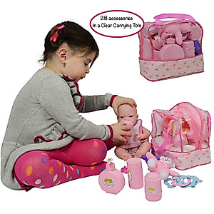 The New York Doll Collection Baby Doll Feeding & Caring Accessory Set in Zippered Carrying Case