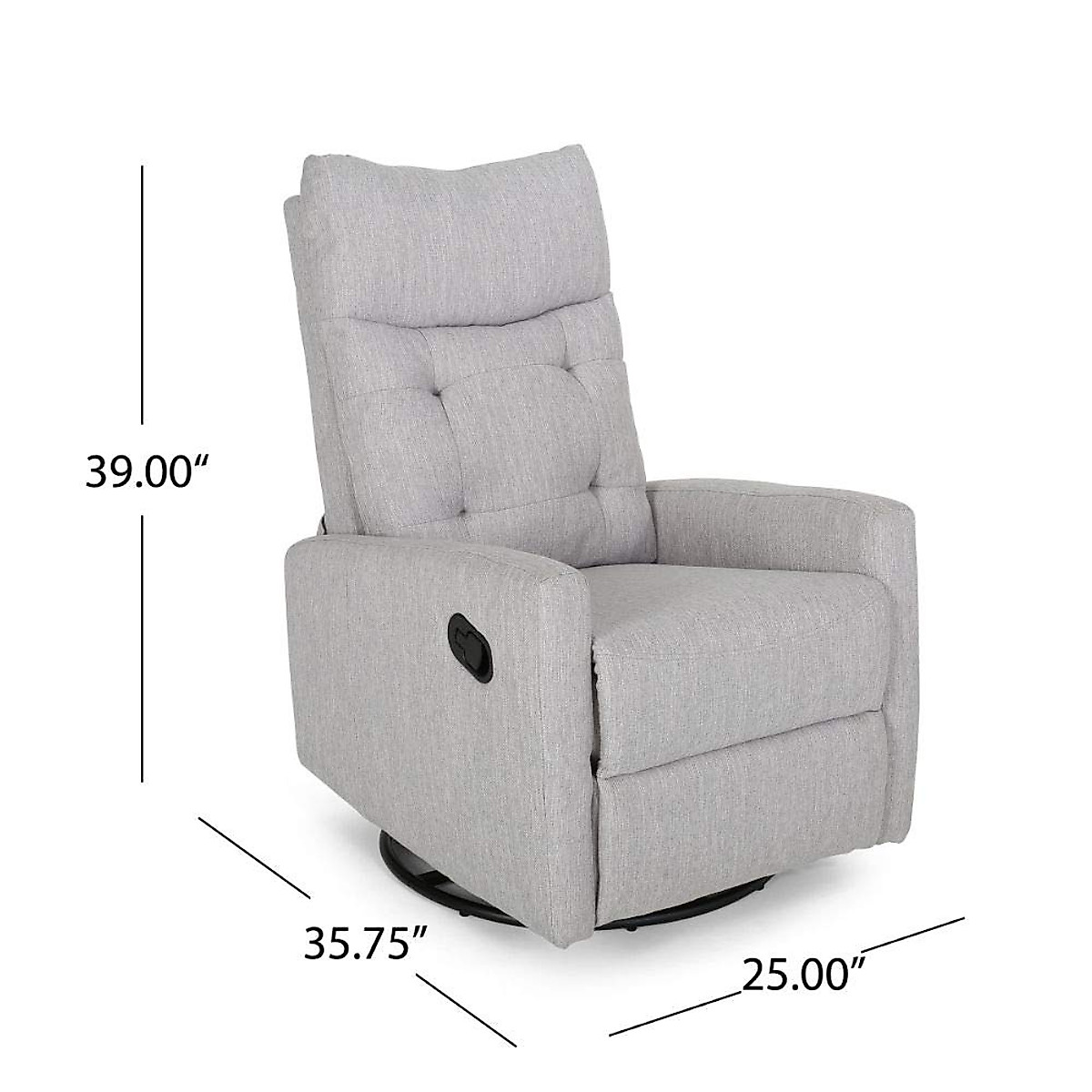 Great Deal Furniture Ishtar Contemporary Glider Swivel Push Back Nursery Recliner - Light Gray and Black Finish 35.75D x 25W x 39H in
