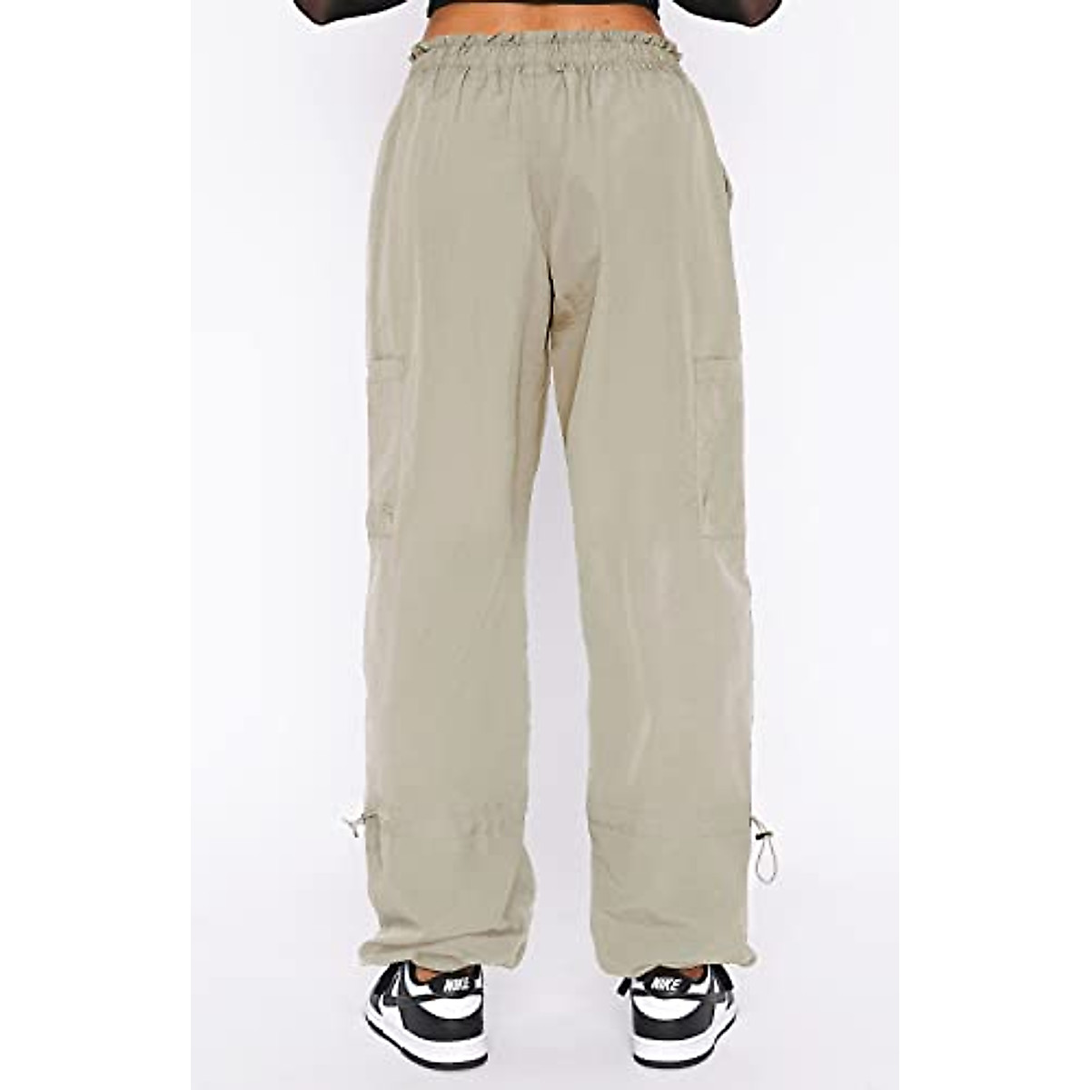 DISCIPBUSH Cargo Pants Women Baggy - Parachute Pants for Women Trendy, Womens Cargo Pants Y2K Pants, Baggy Pants Women, Streetwear Women Cargo Pants for Girls' Fashion, Khaki Pants for Women L