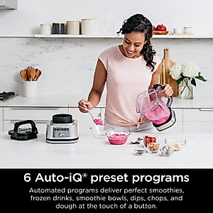 Ninja SS201 Foodi Power Pitcher 4in1 Smoothie Bowl Maker Crushing Blender Dough Mixer Food Processor 1400WP smartTORQUE 6 Auto-iQ presets, with a Stainless Silver Finish (Renewed) (Ninja SS201)