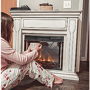 e-Flame USA Breckenridge Electric Fireplace Stove Mantel Surround - 41-inch - Rustic White Finish