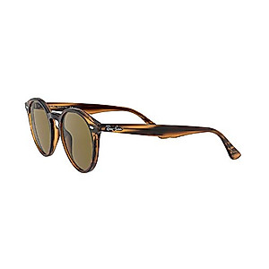 Ray-Ban RB2180 Round Sunglasses, Striped Red Havana/Dark Brown, 51 mm