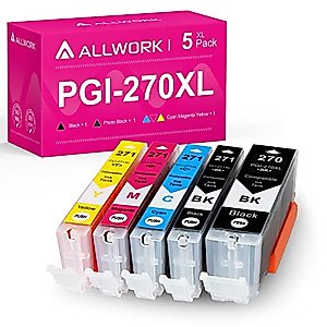 ALLWORK PGI270XL CLI271XL Compatible Ink Cartridges Replacement for Canon 270 271 PGI-270XL CLI-271XL Works with Canon PIXMA TS6020 9020 5020 8020 MG7720 6821 5720 6820 5722 6800 5700 6822 5(KKCMY)