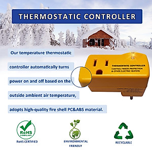 MAXKOSKO 2PCS Freeze Thermostatically Controlled Outlet，Automatically Turn On below 38°F and Off Over 50°F