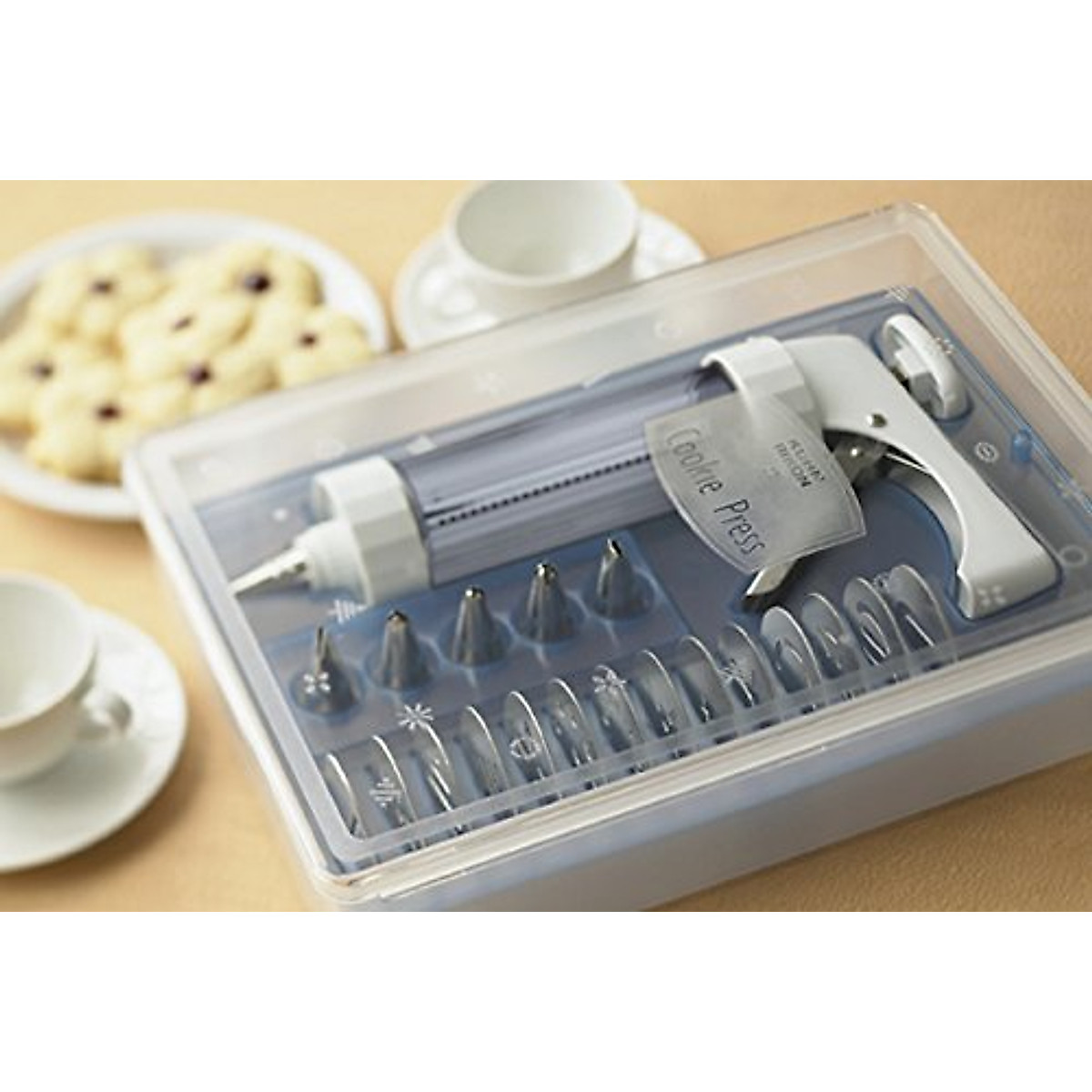 Kuhn Rikon Clear Cookie Press with Decorating Tips and Storage Box