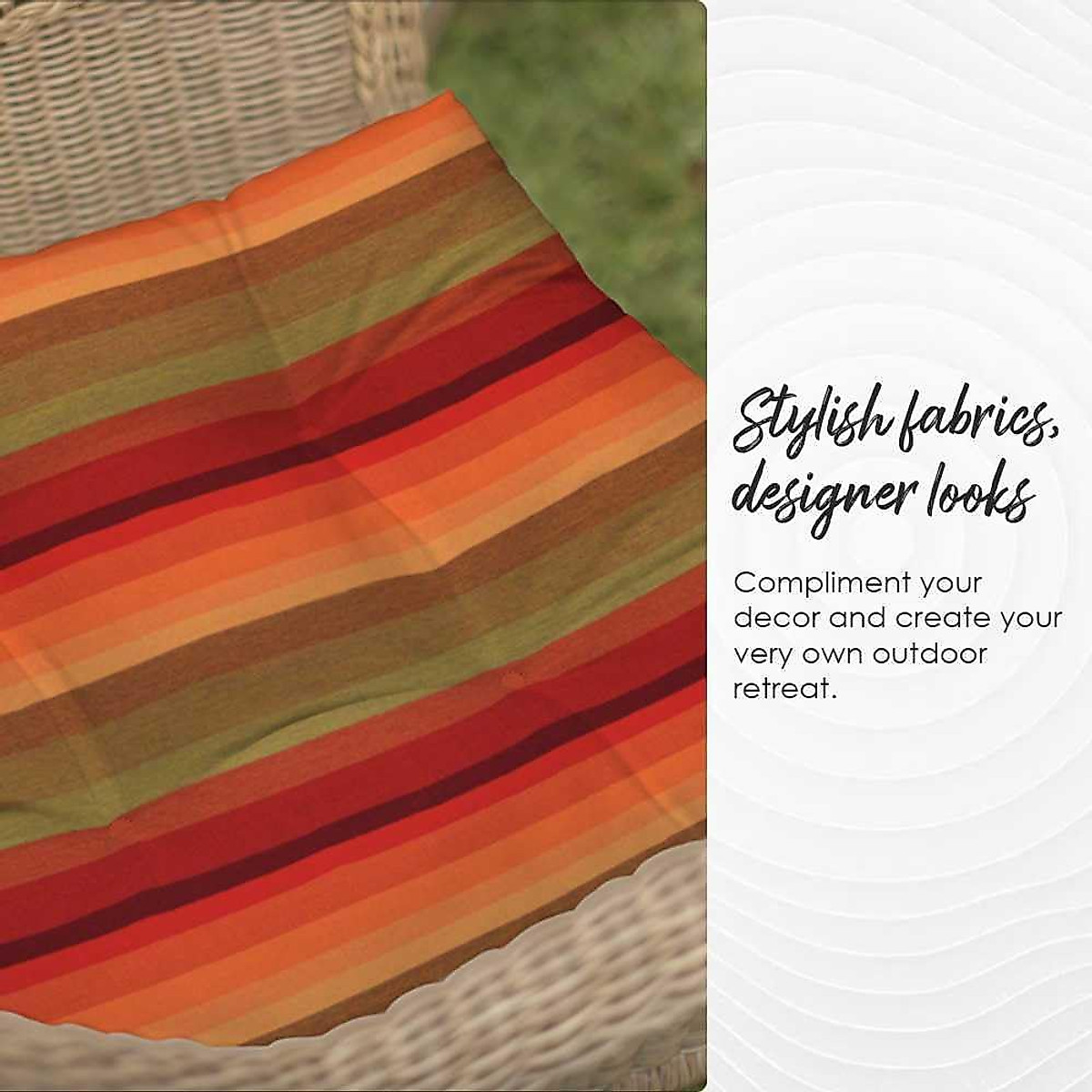 RSH DECOR: 3-Piece Wicker Tufted Cushion Set | 41” x 19" & 19" x 19" | All-Weather Spun Fabric | Water-Resistant | Outdoor Loveseat & U-Shape Cushions for Patio Furniture | Classic Pink Stripe