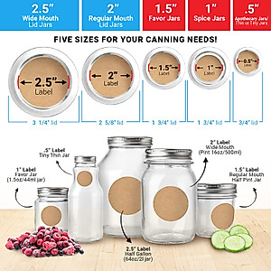 MESS Dissolvable Canning Labels for Jars – 200 Kraft Dissolvable Mason Jar Labels - Dissolvable Food Labels for Containers - Jam Homemade Canning Jar Labels Stickers - Removable Mason Jar Labels 1.5"