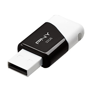 PNY Compact Attache 32GB USB 2.0 Flash Drive - Black/White - P-FD32GCOM-GE