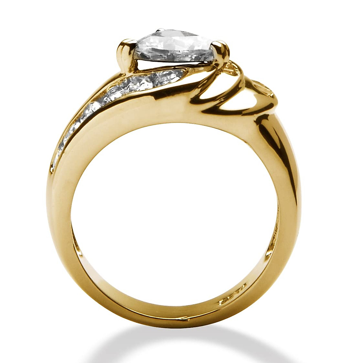PalmBeach Yellow Gold-plated Cubic Zirconia Swirl Engagement Ring Sizes 6-10 Size 7