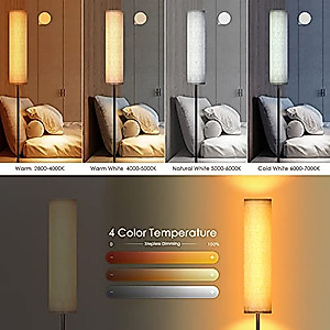 Lithomy Floor Lamp,4 Color Temperature Modern LED Standing Lamp,Stepless Dimmer Remote Control Floor Lamps for Living Room/Bedroom/Office,3000k-7000k Elegant Tall Lamps with Linen Lamp Shade,Timmer