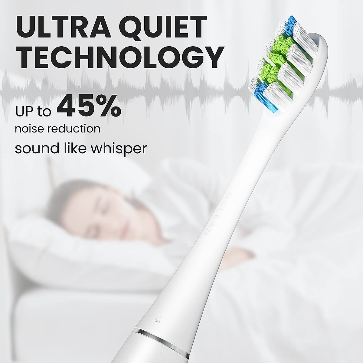Oclean Air 2 Sonic Electric Toothbrush, Ultra Quiet Toothbrush 40000 VPM Motor,2.5 Hour Fast Charge for 40 Day Use,2 Min Built-in Timer,Power Rechargeable Toothbrushes for Adults- White