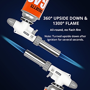 Sondiko Butane Torch Head S516 - Professional Culinary & Grilling Tool with Wind Resistant Flame for BBQ & Soldering - Charcoal & Campfire Torch Lighter (Fuel Not Included)