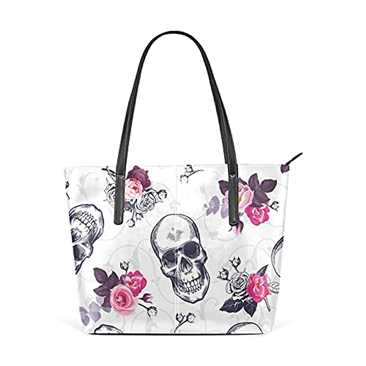 Skulls And Flower Handbags Shoulder Bags Leather Crossbody Handbag for Women Tote Satchel