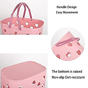 Anyoifax 2 Pack Portable Shower Caddy Tote Plastic Storage Basket with Handle Box Organizer Bin for Bathroom, Pantry, Kitchen, College Dorm, Garage, Set of 2 - Pink & Blue