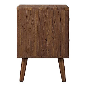 Modway Transmit Mid-Century Modern Wood Walnut White, 2-Drawer Nightstand