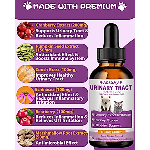 Cat & Dog Urinary Tract Infection Treatment | 60ML Support Bladder, Kidney & Incontinence | Cranberry Supplement for Cats & Dogs | Dog UTI | Cat UTI | Cat & Dog Kidney Support | Chicken Flavor