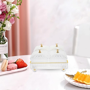 Zerodeko Serving Bowls 1 Set Divided Serving Dishes Snack Tray with Lid Appetizer Platter Food Storage Container with 4 Compartment for Home Party Transparent Decorative Tray