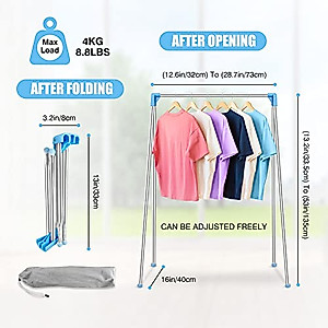 Portable Garment Rack Foldable Clothes Rack - Collapsible Clothing Rack Portable Mini Drying Clothe Rack Folding Clothing Rack for Travel, Camping, Laundry, Indoor, Outdoor