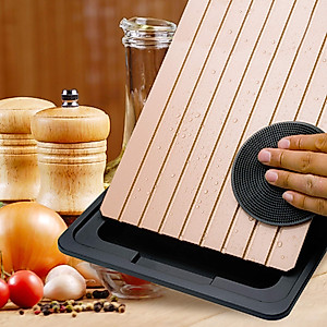 Premium Ultra Fast Defrosting Tray for Frozen Meat, Miracle Thaw Defrosting Tray, Extra Thick Meat Defroster Tray for Quick Thawing, Rose Gold Defrosting Plate Board with Sturdy Water Drip Tray