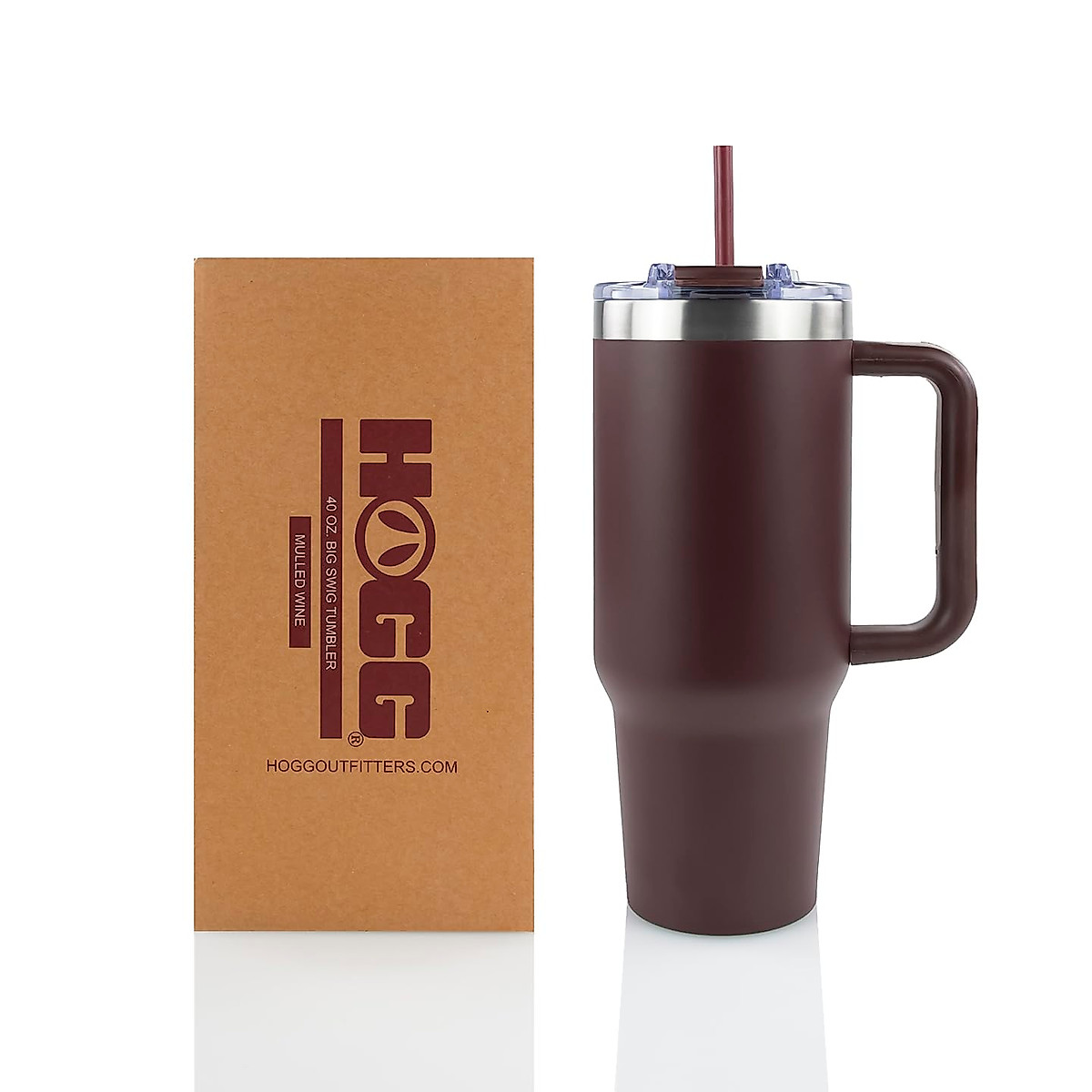 Hogg Big Swig 40 oz Tumbler with Handle and Straw - Mulled Wine, Advanced Design Spill Proof Tumbler with Straw, Insulated Cups with Lids and Straws, 40oz Tumbler with Handle, Maroon Tumbler
