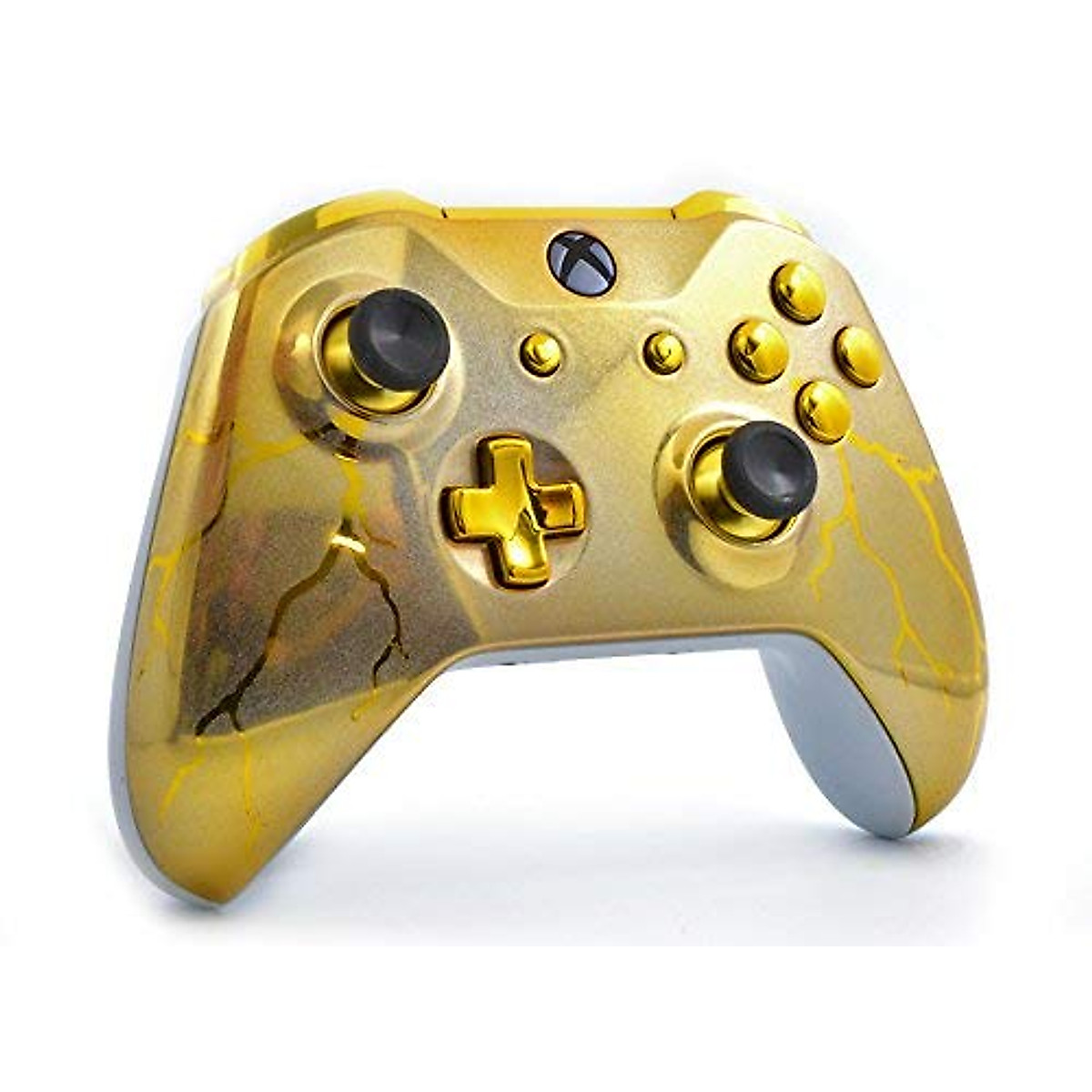 MODDEDZONE Custom MODDED Wireless Controller for Xbox One S/X and PC - With Unique Smart Mods - Best For First Person Shooter Games - Handcrafted by Experts in USA with Unique Design (Gold Thunder)