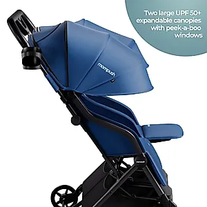 Mompush Lithe Double Ultralight Stroller, Lightweight Side by Side Stroller, Two Large Seats with Individual Recline, Easy Fold