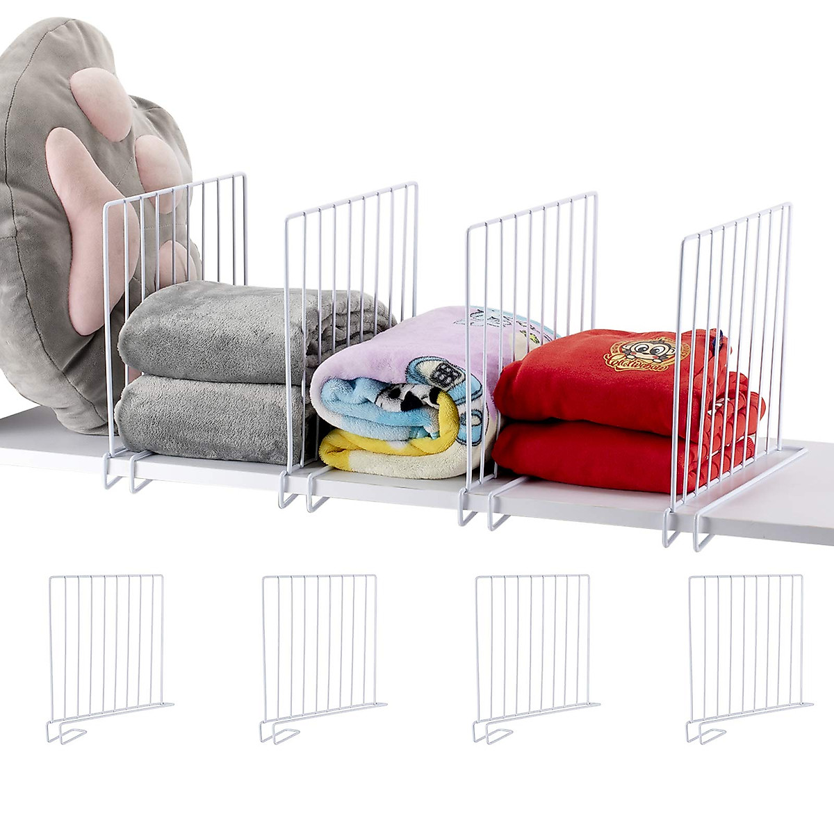 Kosiehouse Shelf Divider for Wood Closet, Sturdy Organizer Separator for Storage in Bedroom, Kitchen, Bathroom and Office Shelves, Easy Installation, Set of 8 (Set of 8)