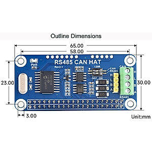 for Raspberry Pi,RS485 CAN HAT for Pi 4B/3B+/3B/2B/B+/A+/Zero/Zero W/WH/ 2W/2WH,RS485 CAN HAT Long-Distance Communication via RS485/CAN Functions MCP2515 CAN Controller SPI Interface