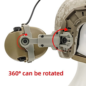 COMBATGEAR Tactical Headset with ARC Rail Adapter Ear Defender Airsoft Headphone Come with K 2 pin Push to Talk (Tan)